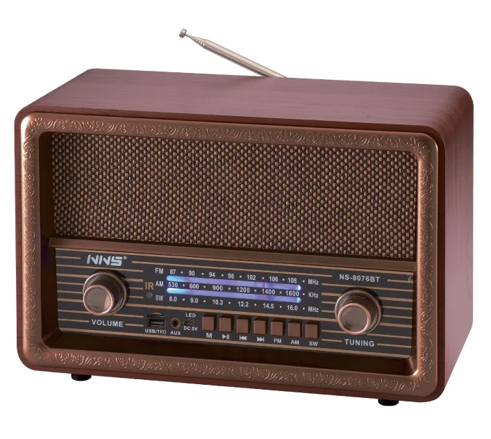 RETRO RGB BLUETOOTH RADIO FM|AM|SW|BT|USB|TF,RC 1,2AH NS-8076BT|B