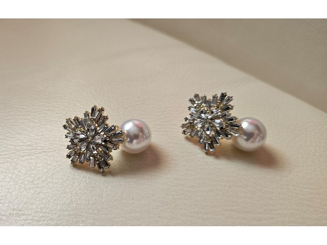 Crystal Snowflake Pearl Drop minđuše, novo