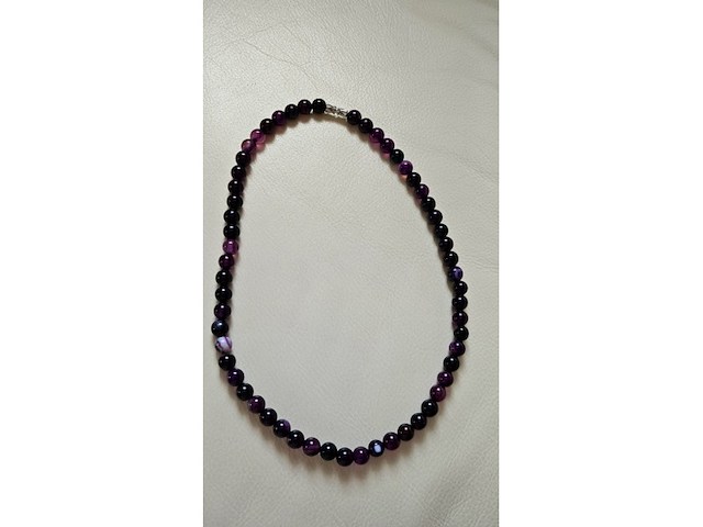 Purple Striped Agate vintage ogrlica, poludragi kamen