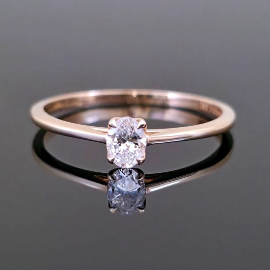 PRSTEN SA 0.21CT OVAL DIJAMANTOM OD ŽUTOG ZLATA. 438-400