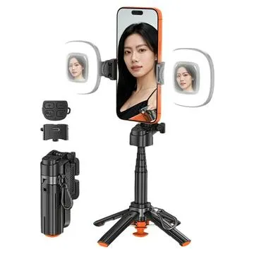 T13Y BLUETOOTH SELFIE STICK TRIPOD WITH DUAL FILL LIGHTS - BLACK