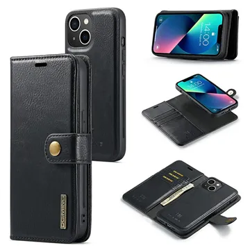 IPHONE 15 DG.MING 2-U-1 ODVOJIVA KOŽNA MASKA-NOVČANIK - CRNA