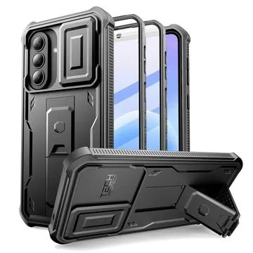 SAMSUNG GALAXY A57 TECH-PROTECT KEVLAR CAM+ 2-SET CASE - SCREEN PROTECTOR, CAMERA PROTECTOR, KICKSTAND - BLACK