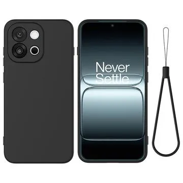 ONEPLUS NORD 6/TURBO 6 LIQUID SILICONE CASE WITH HAND STRAP - BLACK