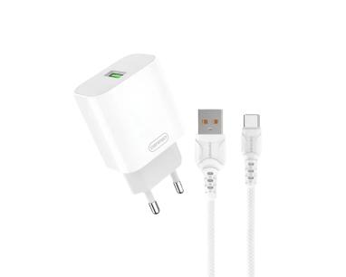 DENMEN Kućni punjač Denmen DC07T fast 18W 3.6A + kabal Type C beli