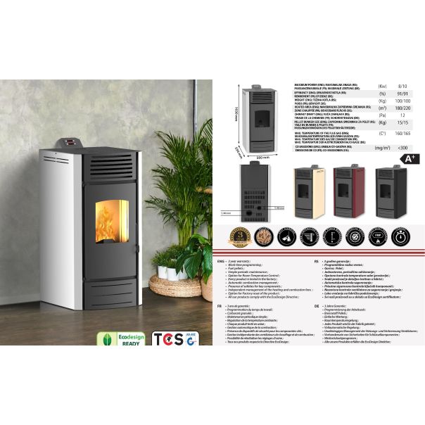 MARELI Kamin na pelet ONYX 10 air (10kW) bordo