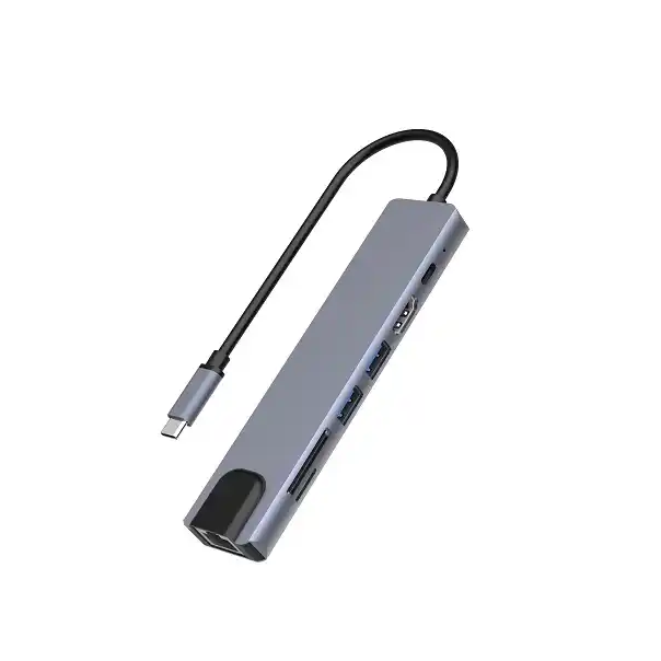 Adapter konverter TIP C 7/1 USB 3.0x2/Ethernet RJ45 /HDMI 4K 30HZ/PD/SD/TF