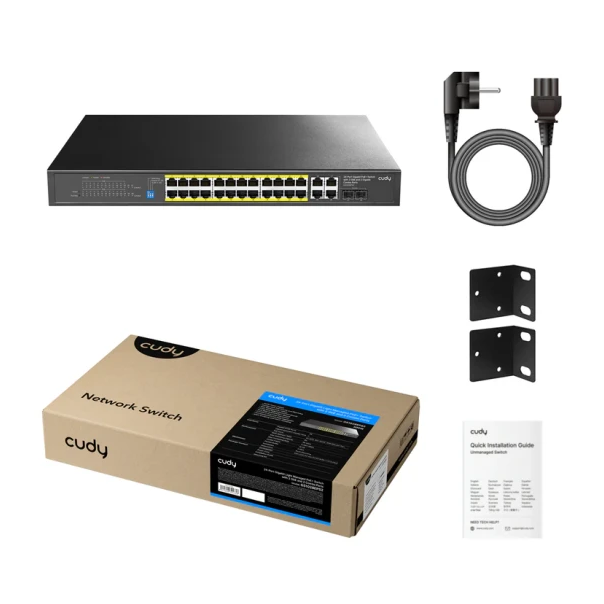 Svič 10/100/1000 24-port Cudy GS1028EPS2 Light Managed PoE+ sa 2x SFP 200W