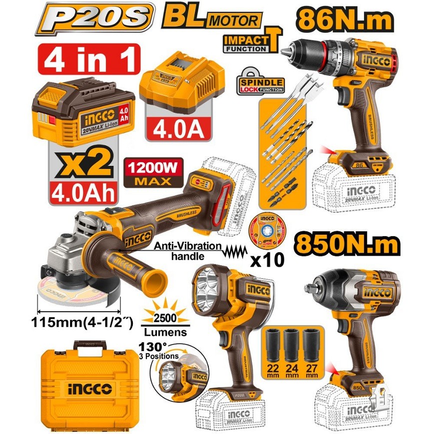 Ingco COSLI251192E Akumulatorski set alata 4/1
