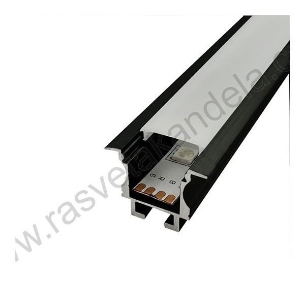 Aluminijumski ugradni profil 2000x25x19mm IP20 crni