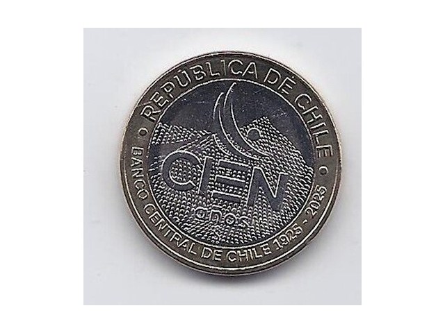 CHILE Čile 100 pesos 2025. UNC 100 god. Centralne Banke