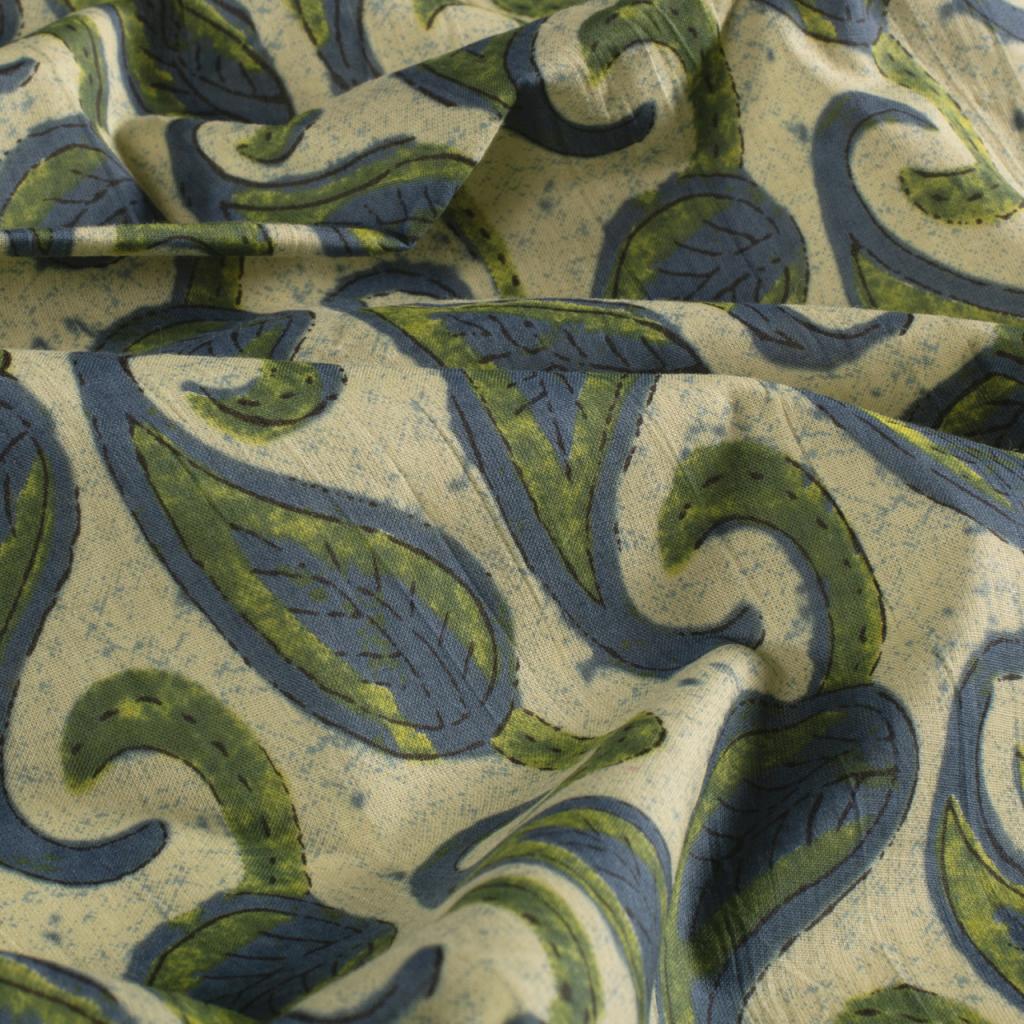 Batist batik Botanički paisley | zelena | 100%CO