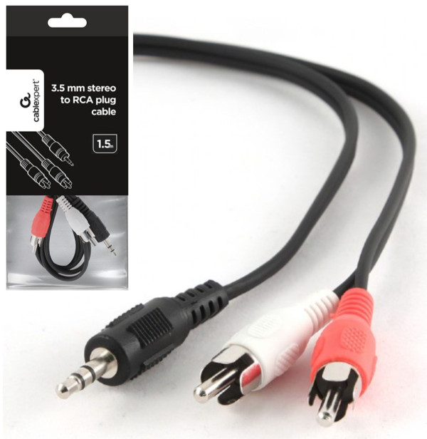 CCA-458-1.5M Gembird 3.5mm stereo plug to 2 phono plugs audio kabl 1.5m