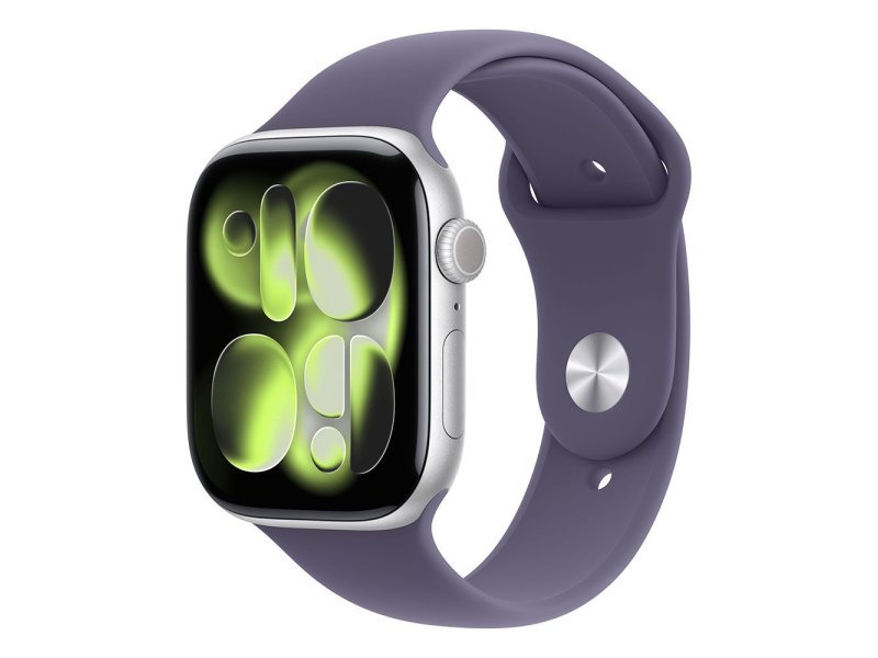 APPLE WATCH S11 CELLULAR 46MM SILVER ALUMINIUM CASE WITH PURPLE FOG SPORT BAND – S/M (MFCP4RK/A)