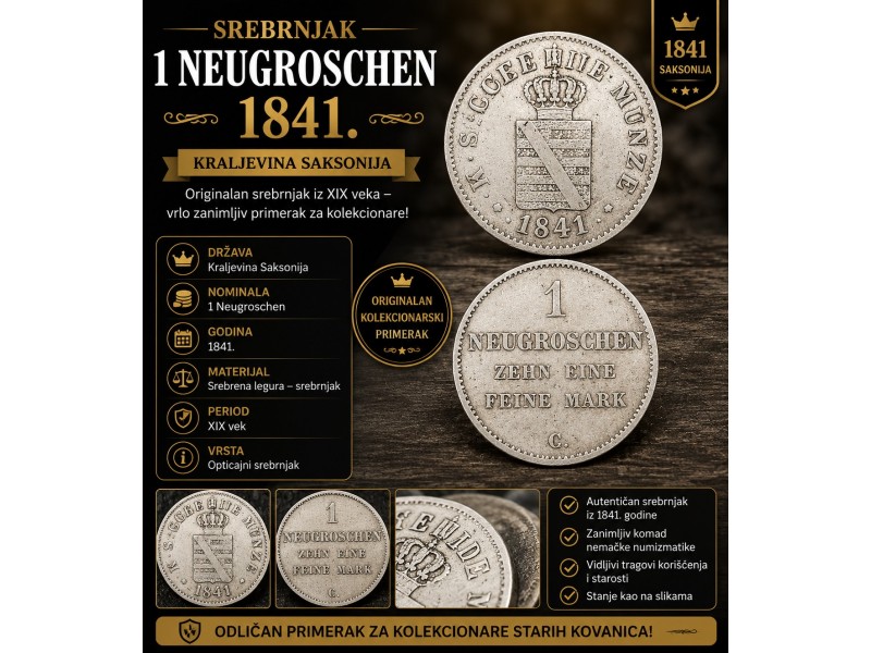 Srebrnjak 1 Neugroschen 1841 – Kraljevina Saksonija