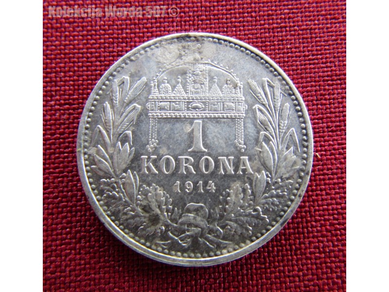 Srebrna Kovanica 1 Korona Kruna 1914. Mađarska