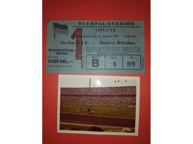 HERTHA BSC-BAYERN MUNCHEN 1971/72-ULAZNICA +FOTO