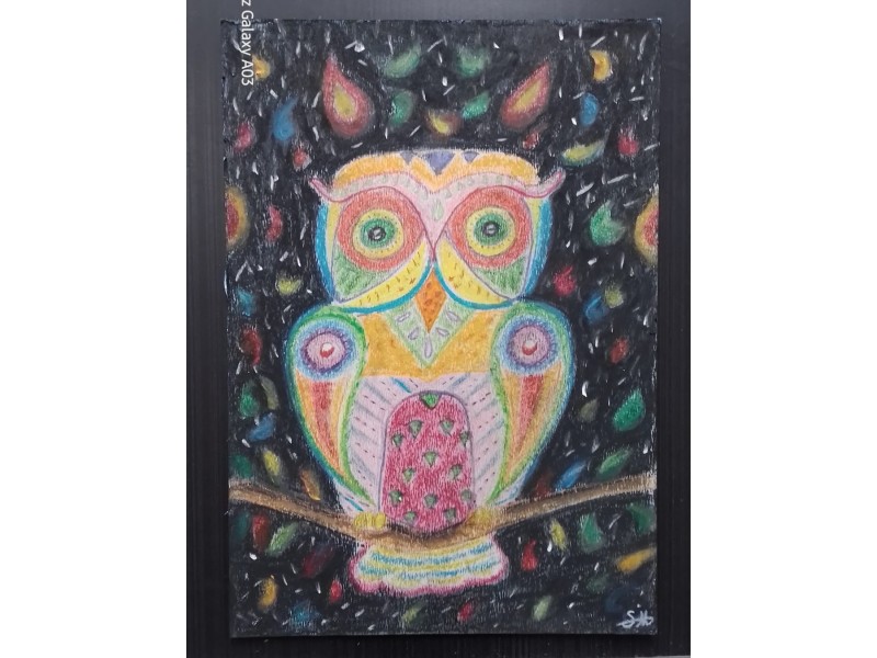 Sovica 2, suvi pastel na tabli, A4