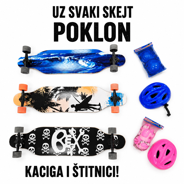 AM Longboard skejtbord za decu + Poklon kaciga i štitnici 680