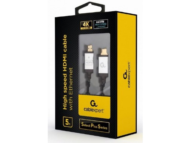 CCB-HDMIL-5M Gembird HDMI kabl, High speed,ethernet support 3D/4K TV Select Plus Series blister 5m