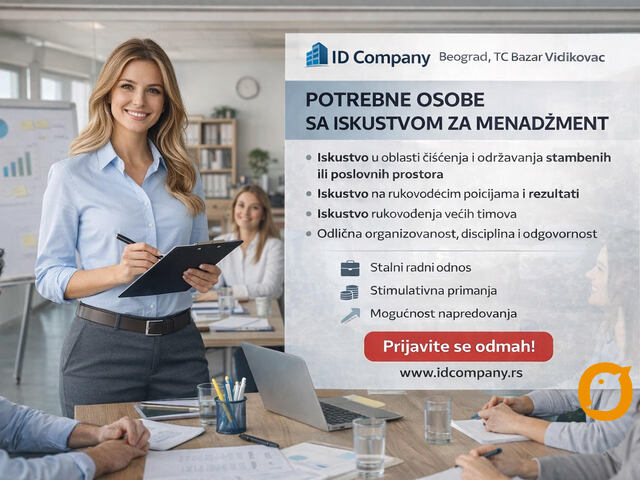 Potrebne osobe sa iskustvom za menadžment