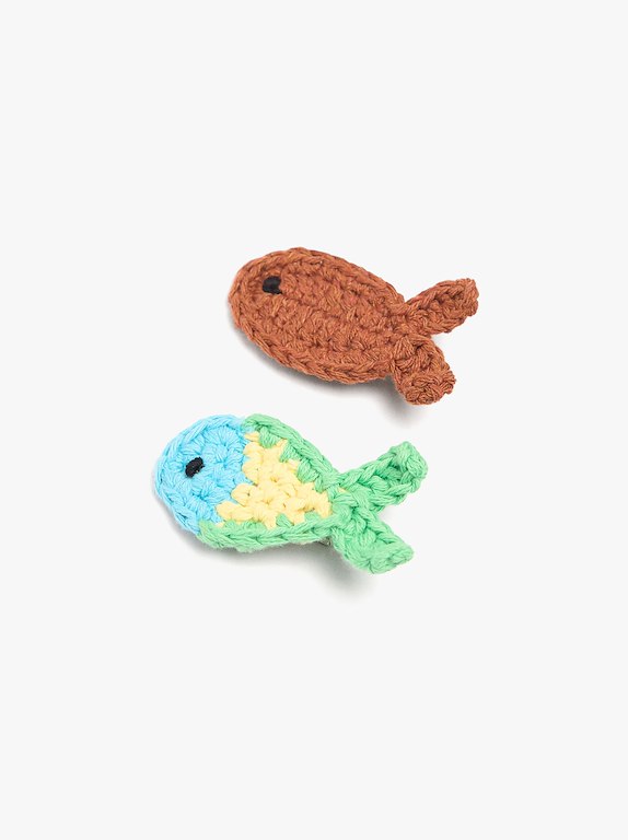 SET OF CROCHET FISH HAIR CLIPS