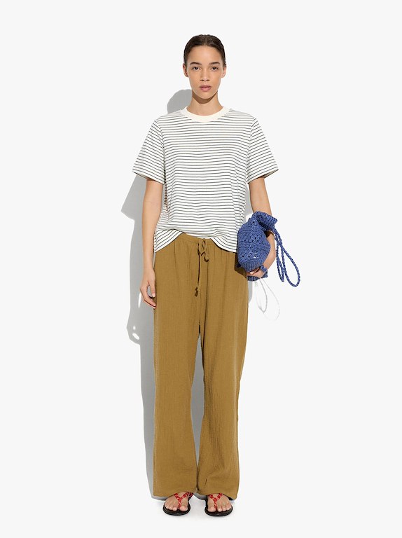 TROUSERS WITH CRINKLED EFFECT 100% COTTON