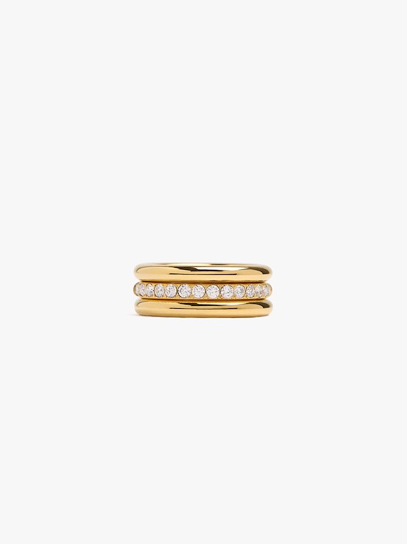 SET OF RINGS WITH CRYSTALS - STAINLESS STEEL