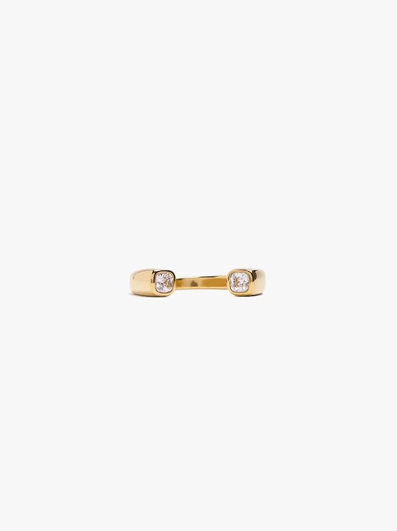 OPEN RING WITH CRYSTALS - STAINLESS STEEL