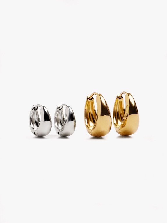 BICOLOR HOOP EARRINGS SET - STAINLESS STEEL