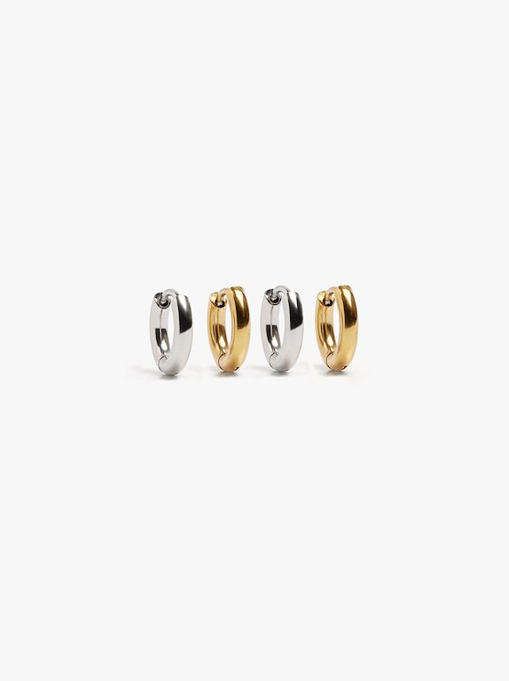 BICOLOR HOOP EARRINGS SET - STAINLESS STEEL