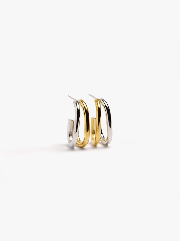 BICOLOR DOUBLE HOOP EARRINGS - STAINLESS STEEL