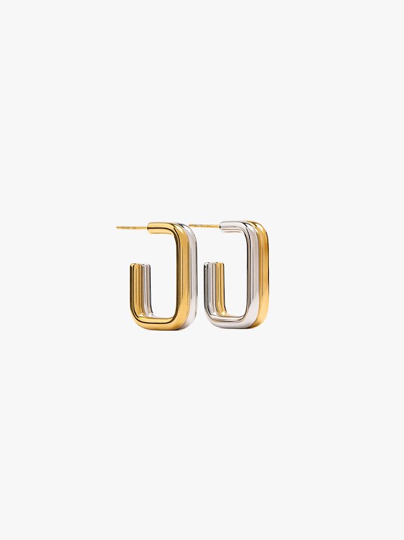 DOUBLE SQUARE HOOP EARRINGS AND BICOLOR - STAINLESS STEEL