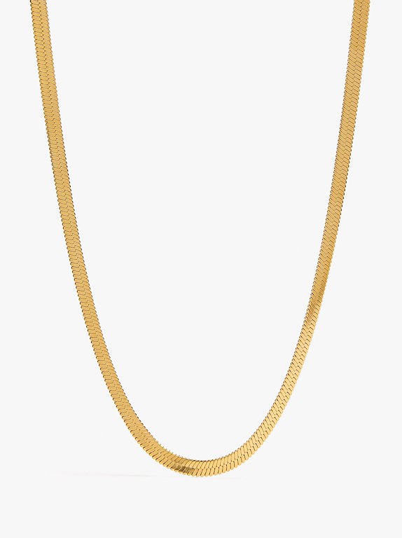 SHORT NECKLACE WITH SNAKE CHAIN - STAINLESS STEEL