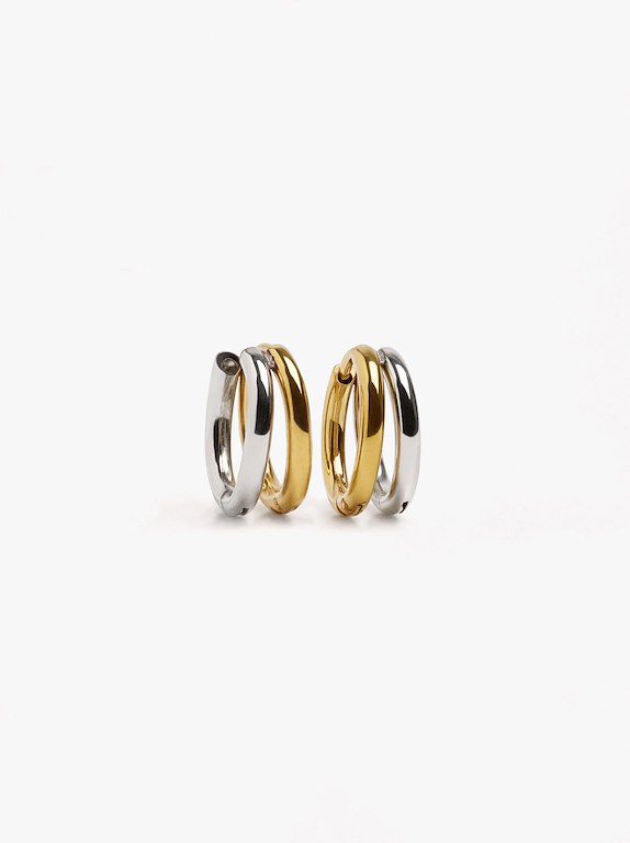 BICOLOR DOUBLE HOOP EARRINGS - STAINLESS STEEL