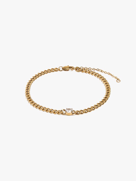 ANKLE BRACELET WITH CRYSTAL - STAINLESS STEEL
