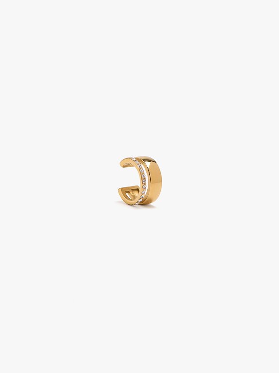 EARCUFF WITH DOUBLE EFFECT CRYSTALS - STAINLESS STEEL
