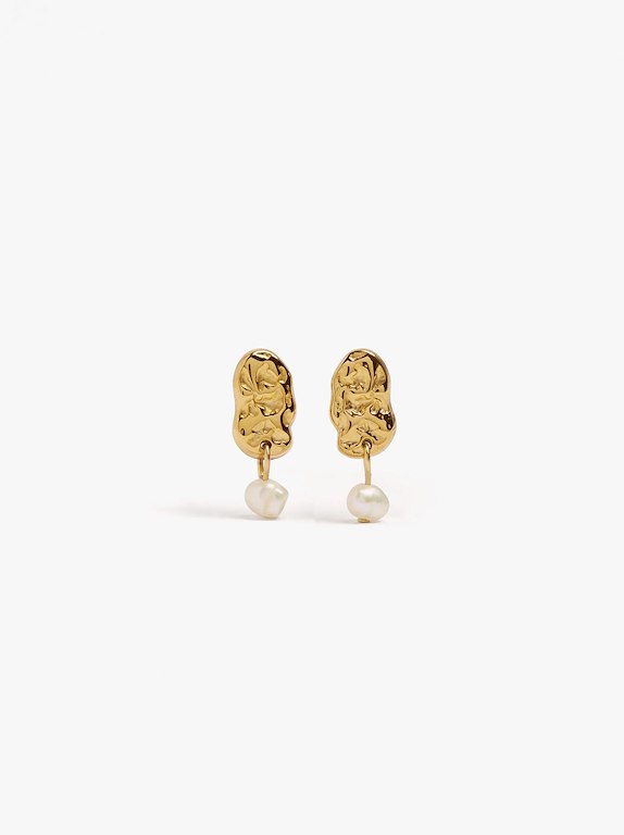 IRREGULAR FRESHWATER PEARL EARRINGS WITH STAINLESS STEEL