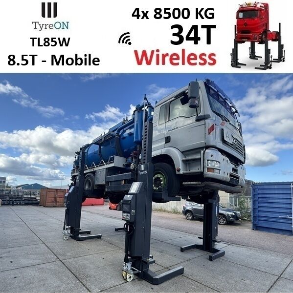Nova TyreON TL85W-4 34T wireless - 4 x 8,5 T - battery 24V DC / 3 kW per col četvorostubna dizalica