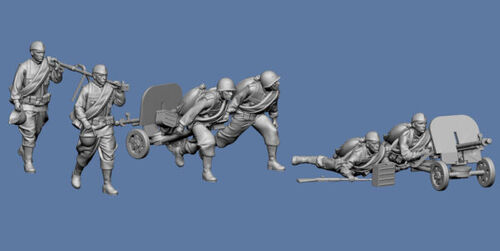 Germania-Figuren 35-WW2-0703 USSR - Anti-Tank Rifle And Maxim Machine Gun With Crew