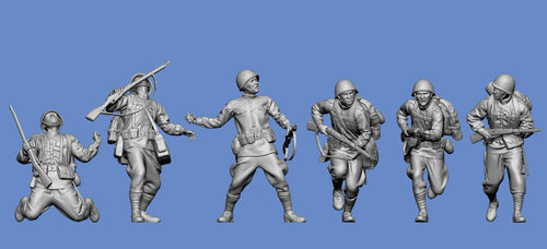 Germania-Figuren 48-WW2-0707 USSR – Attacking, Running And Hit Soldiers