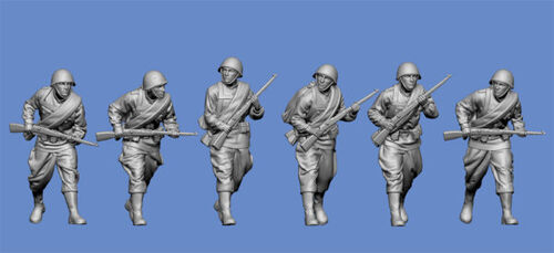 NEW! Germania-Figuren 72-WW2-0712 USSR - Attacking And Running Soldiers - Draped With A Roll Of Blankets