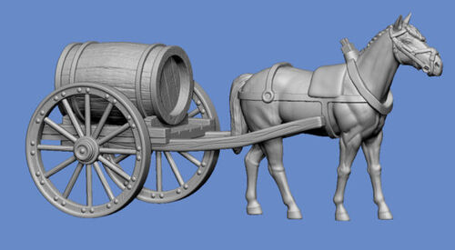 Germania-Figuren 48-Z-0007b Small Water Barrel Cart With Walking Horse