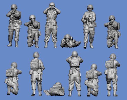 NEW! Germania-Figuren 48-WW2-0201 US Paratroopers Firing