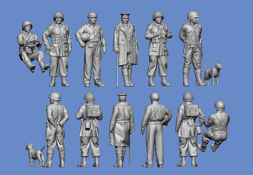 NEW! Germania-Figuren 35-WW2-0243 US Army – General Patton And Officers For The Dodge Command Car