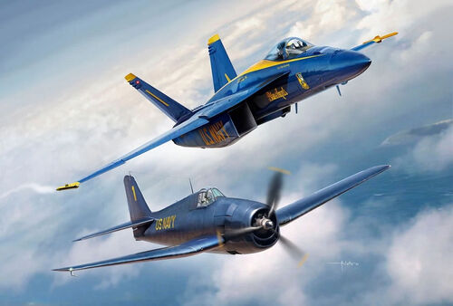 NEW! Revell 05613 Boeing F/A-18 E Super Hornet & Grumman F6F-5 Hellcat - Blue Angels 80 Years