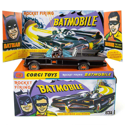 NEW! Corgi CD54321050 Batmobile with Batman and Robin - Gloss Black (Corgi Toys 267)