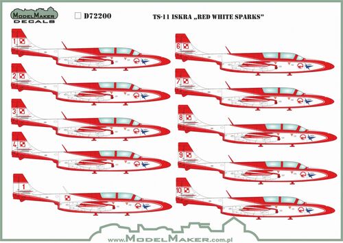 Model Maker Decals D72200 PZL TS-11 Iskra „RED WHITE SPARKS”