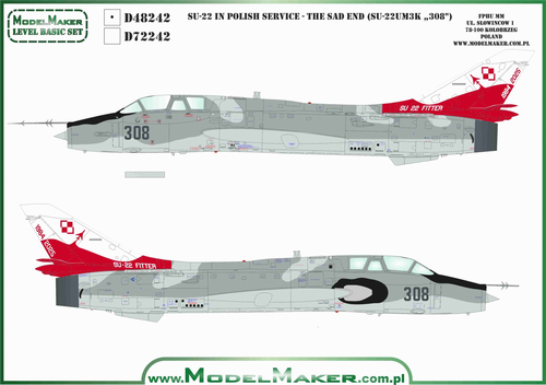 Model Maker Decals D48242 Su-22 in Polish Service - The Sad End (Su-22UM3k "308")
