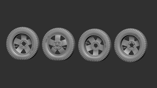 NEW! Firma49 T073-35 GAZ-AAA - Wheels Set (7 pcs / Deflated)
